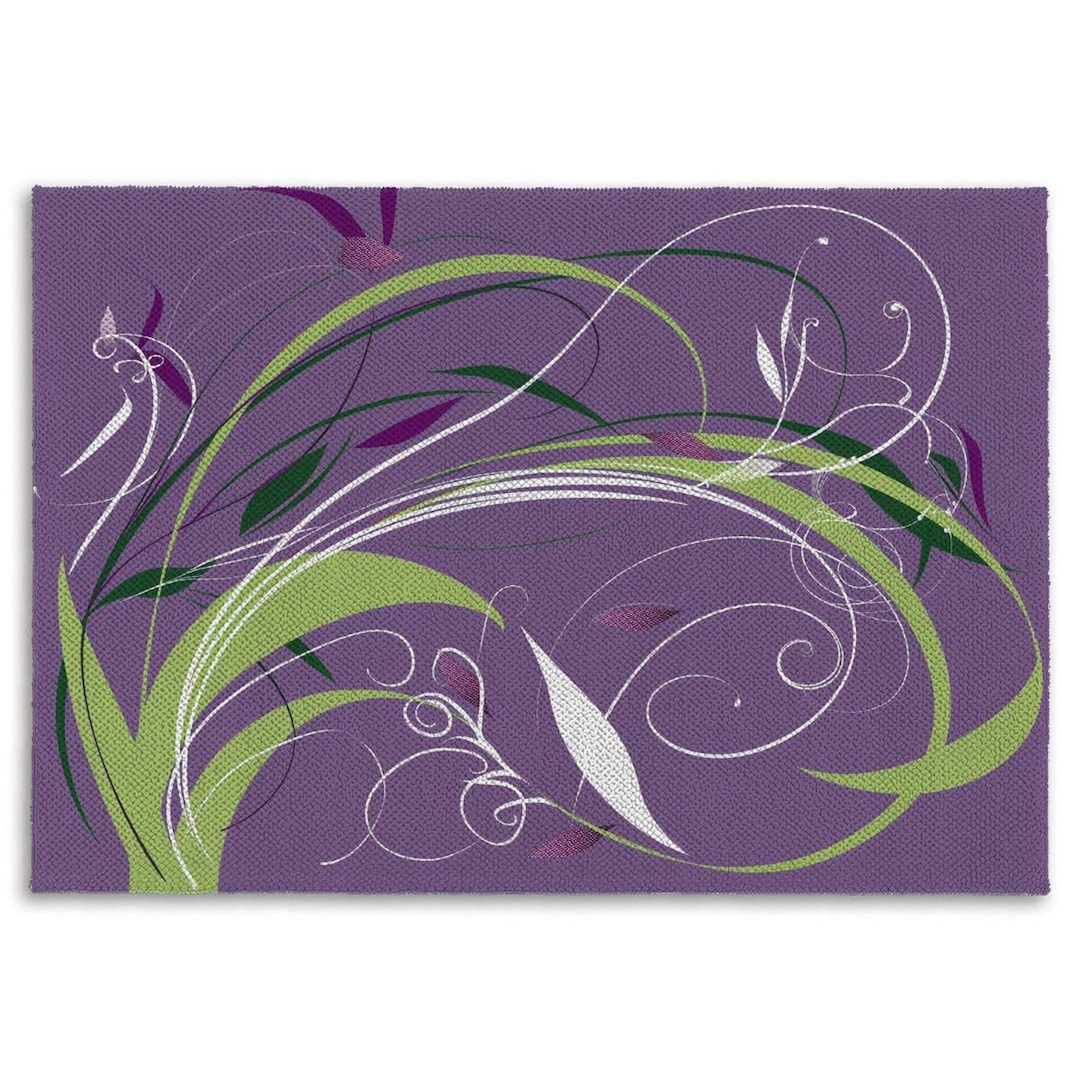 Floral Curves Rug, Cool Pattern Rugs, Flowing Area Rug, Abstract Living ...