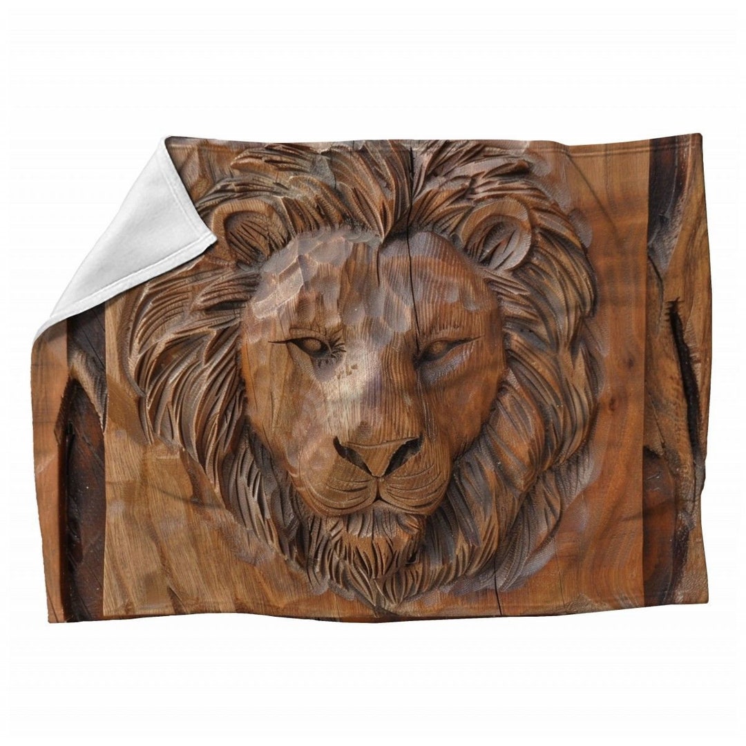 Lion Blanket, Animal Sculpture Blankets, Regal Sherpa Blanket, Carved ...