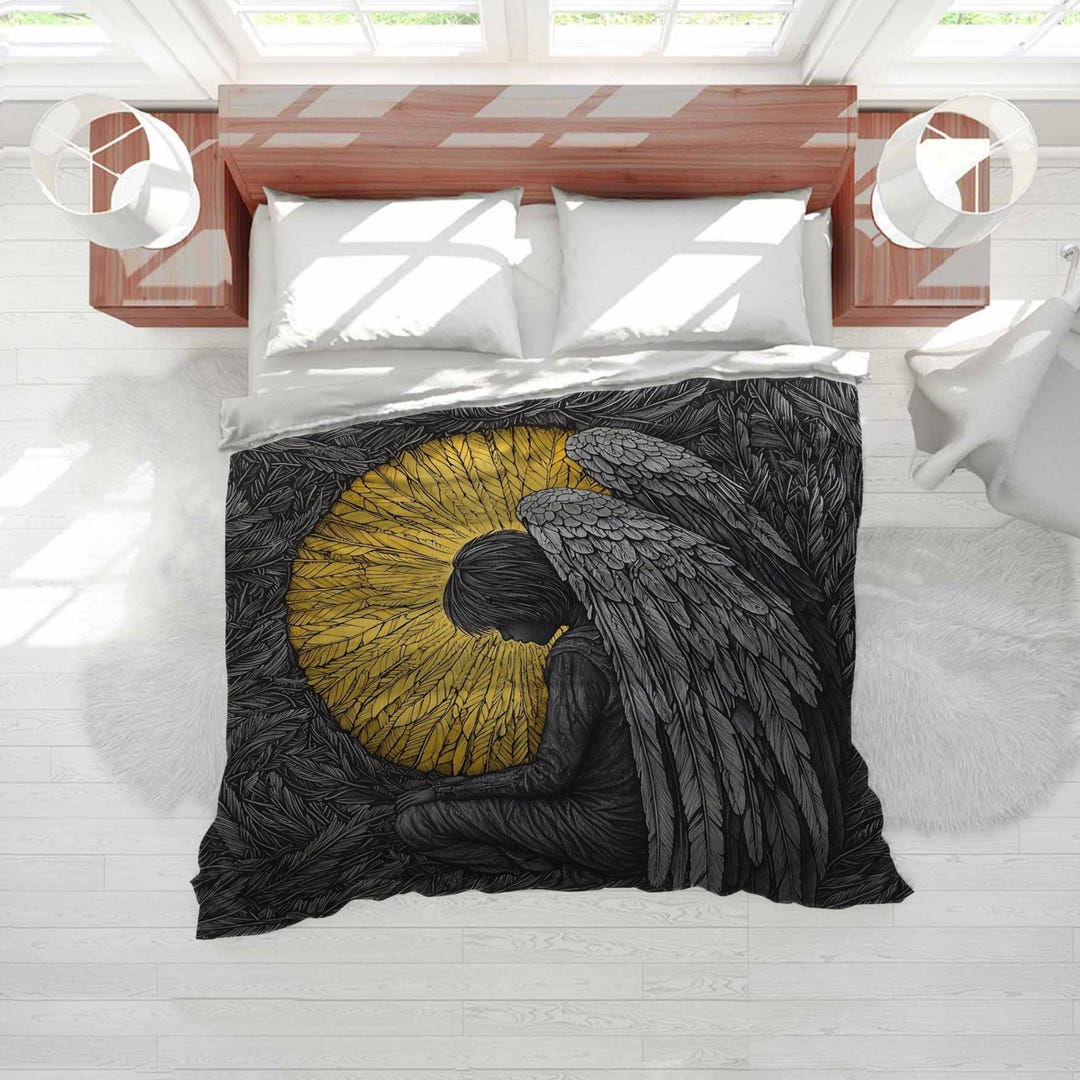 Angel Wings Comforter Set, Fantasy Microfiber Duvet Cover, Romantic ...