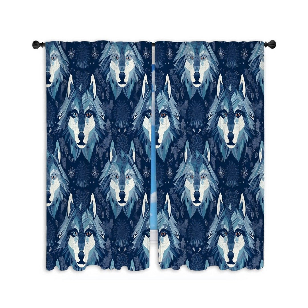 Wolf Window Curtain Artistic Curtains Wildlife Curtain - Etsy