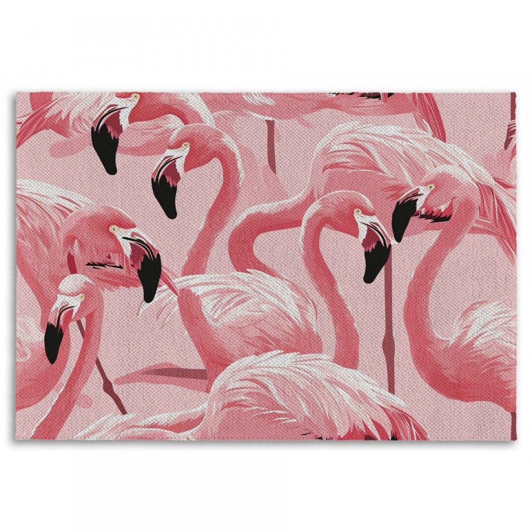 Light Pink Rugs Overlapping Flamingo Print Floor Mats Blush and Black ...
