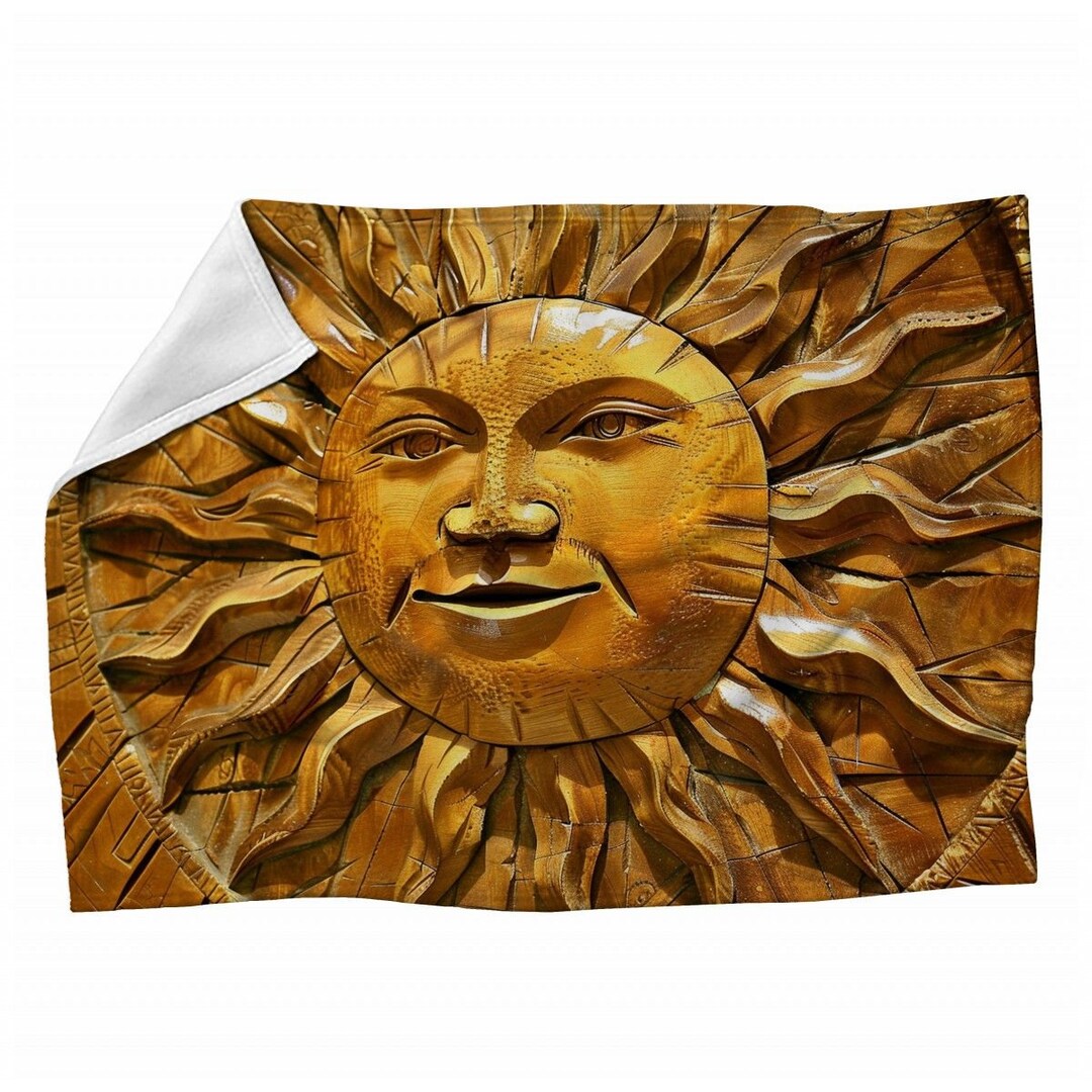 Sun Face Blanket, Art Sculpture Blankets, Sunny Sherpa Blanket, Carved ...