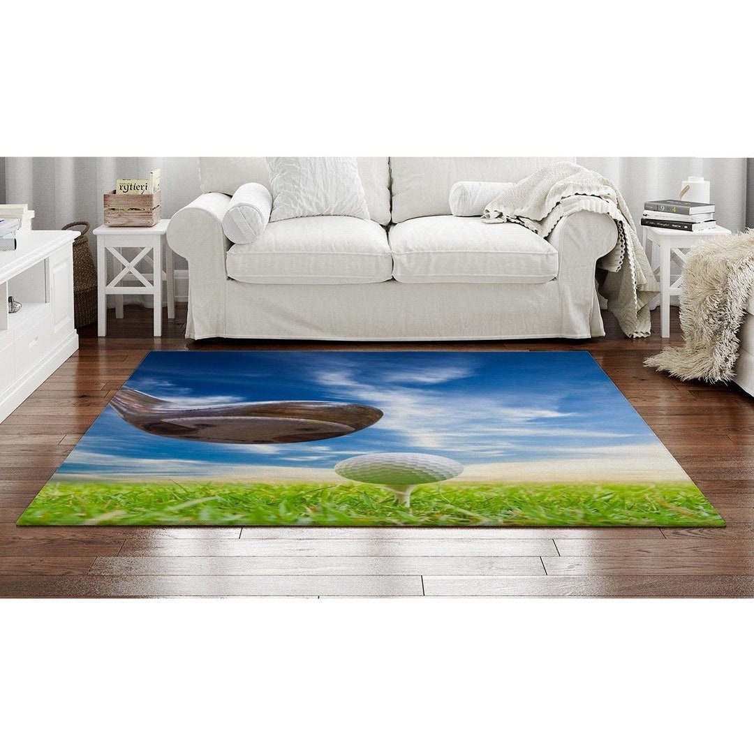 Golf Rugs Golf Club and Golf Ball Area Rug Sports Area Rug - Etsy