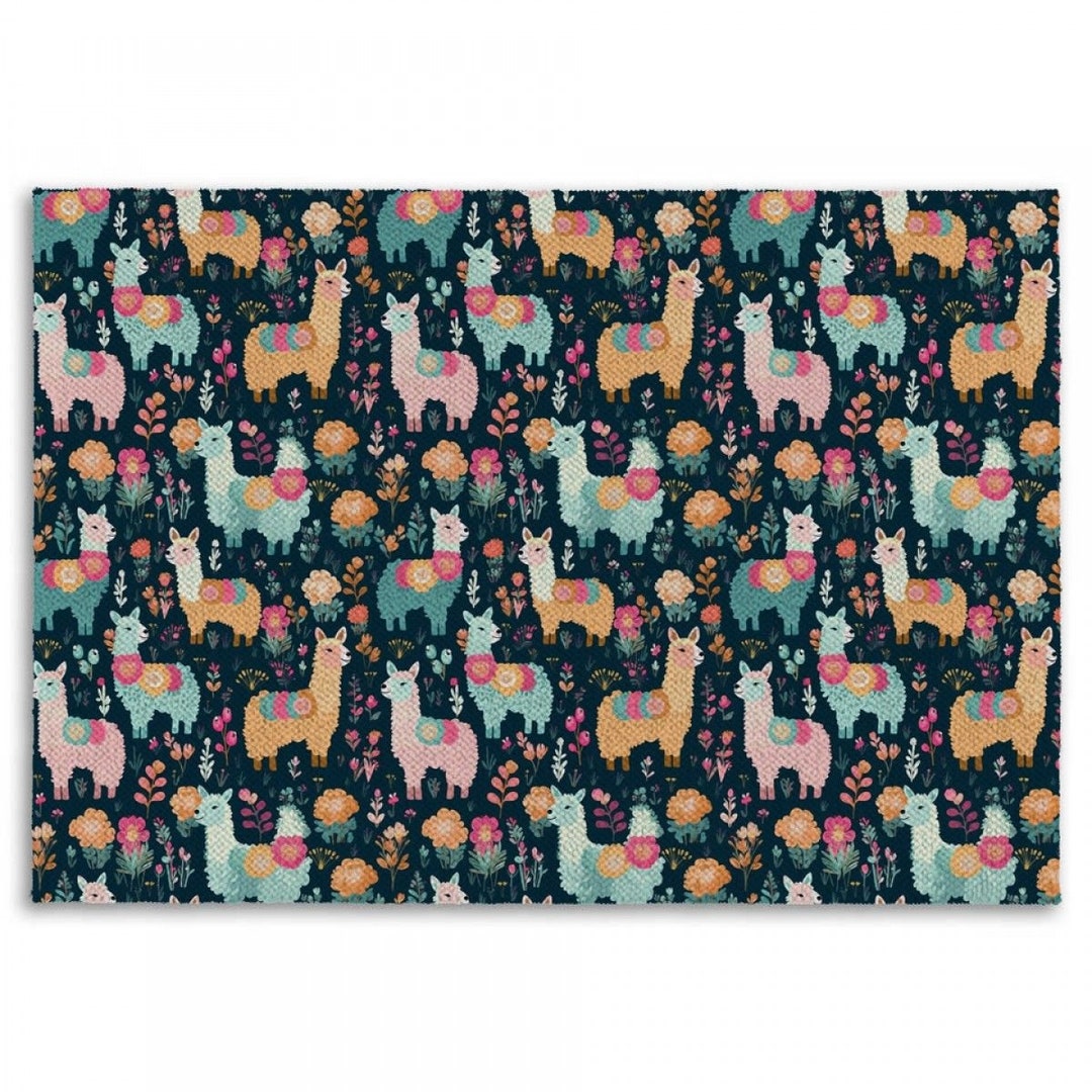 Llama Rug, Wildflower Rugs, Floral Area Rug, Hippie Living Room Rugs ...