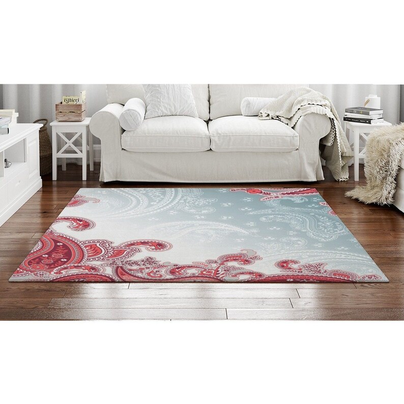 Floral Area Rug Paisley Rug Gradient Rug Boteh Rug Gray - Etsy