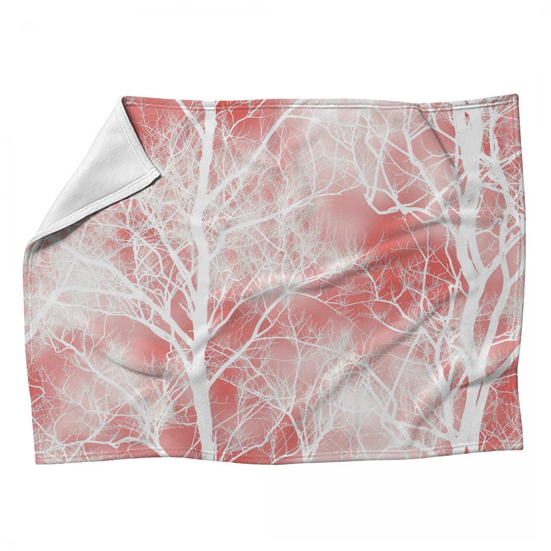 Branch Silhouettes Blanket, Nature Blankets, Minimalist Sherpa Blanket ...