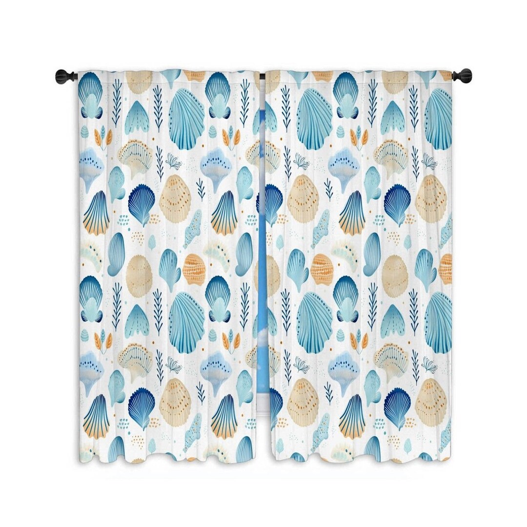 Coastal Window Curtain Beach House Curtains Sea Shell - Etsy