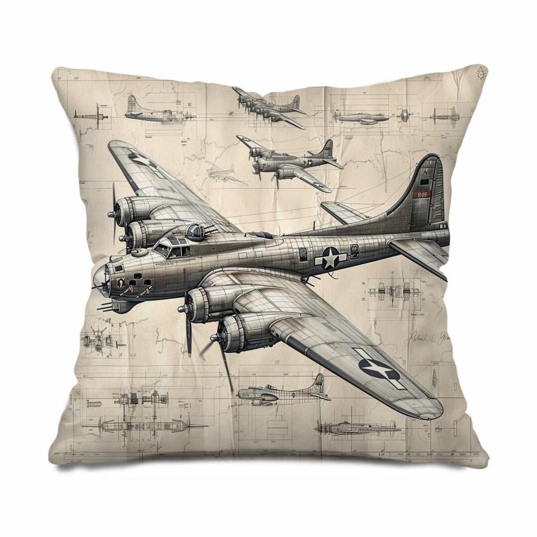 Airplane Pillow, Aviation Pillow Cover, Technical Throw Pillow, Sketch ...