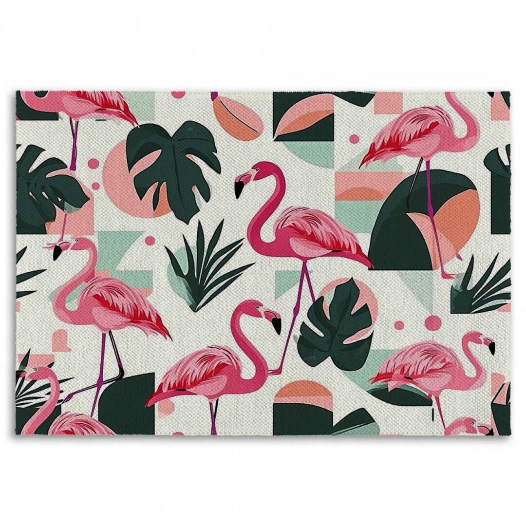 Flamingo Rugs Flamingo Area Rug Beach Flamingo Art Area Rug Green and ...