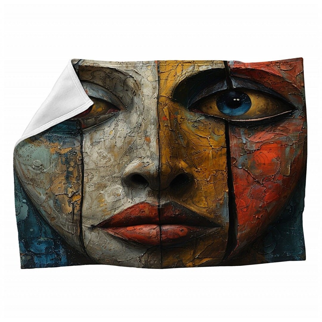 Face Blanket, Figurative Art Blankets, Expressive Sherpa Blanket ...