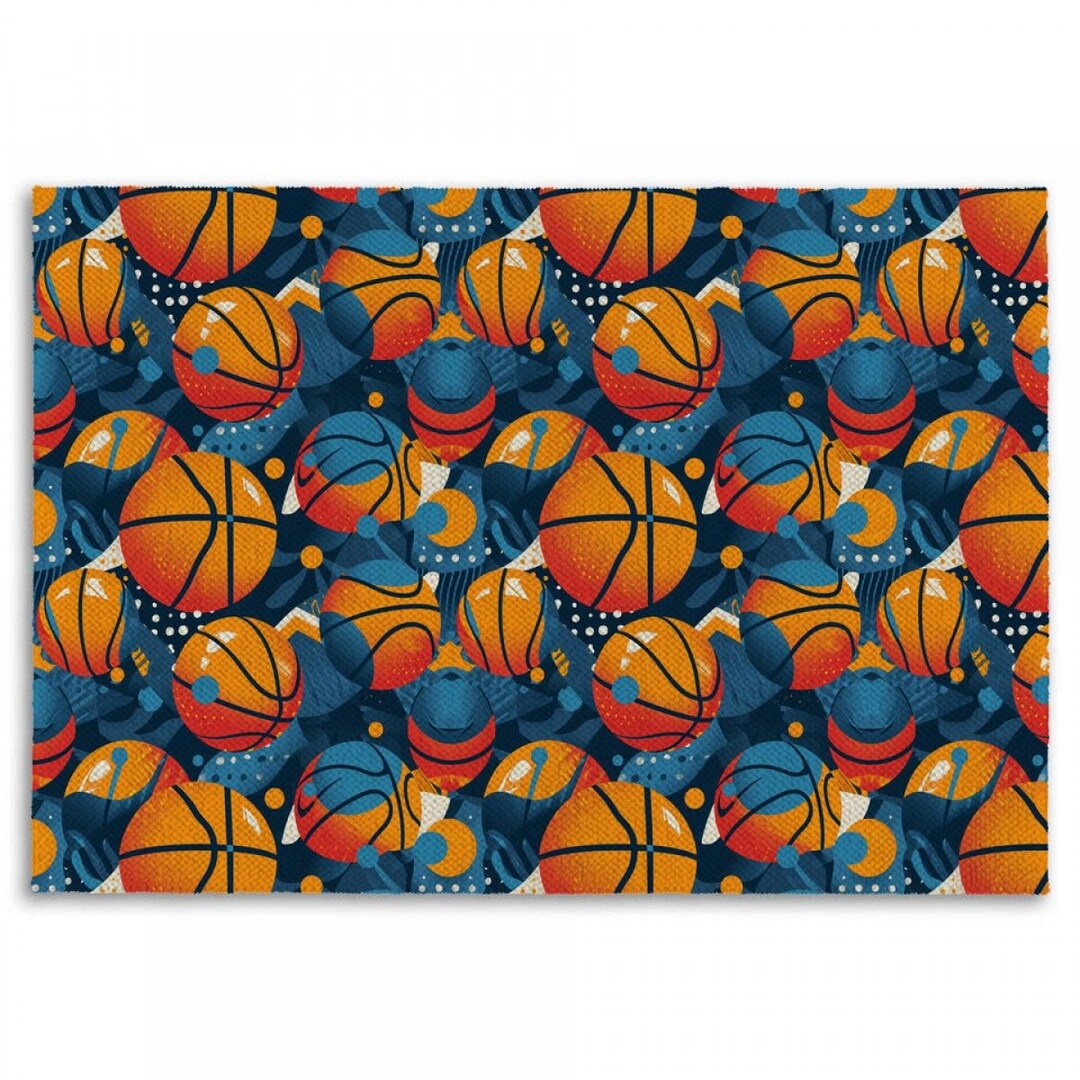 Basketball Rug, Sports Rugs, Game Room Area Rug, Geometric Living Room ...