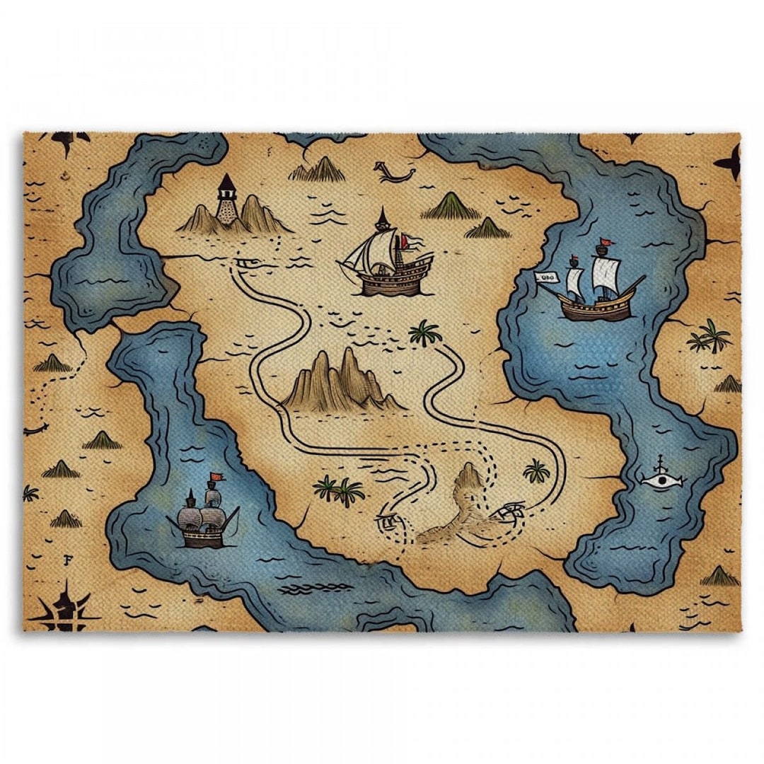 Pirate Area Rug Pirate Rug Map Area Rug Boys Area Rugs Boys Room Rug ...