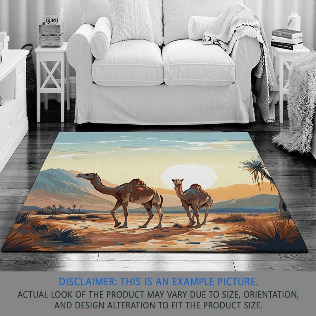 Camel Rug, Desert Rugs, Blue and Brown Area Rug, Sunset Living Room ...