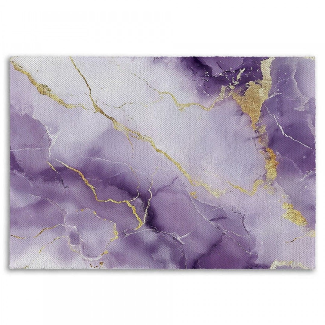 Purple Watercolor With Gold Veins Rug Purple Abstract Area Rugs Violet ...