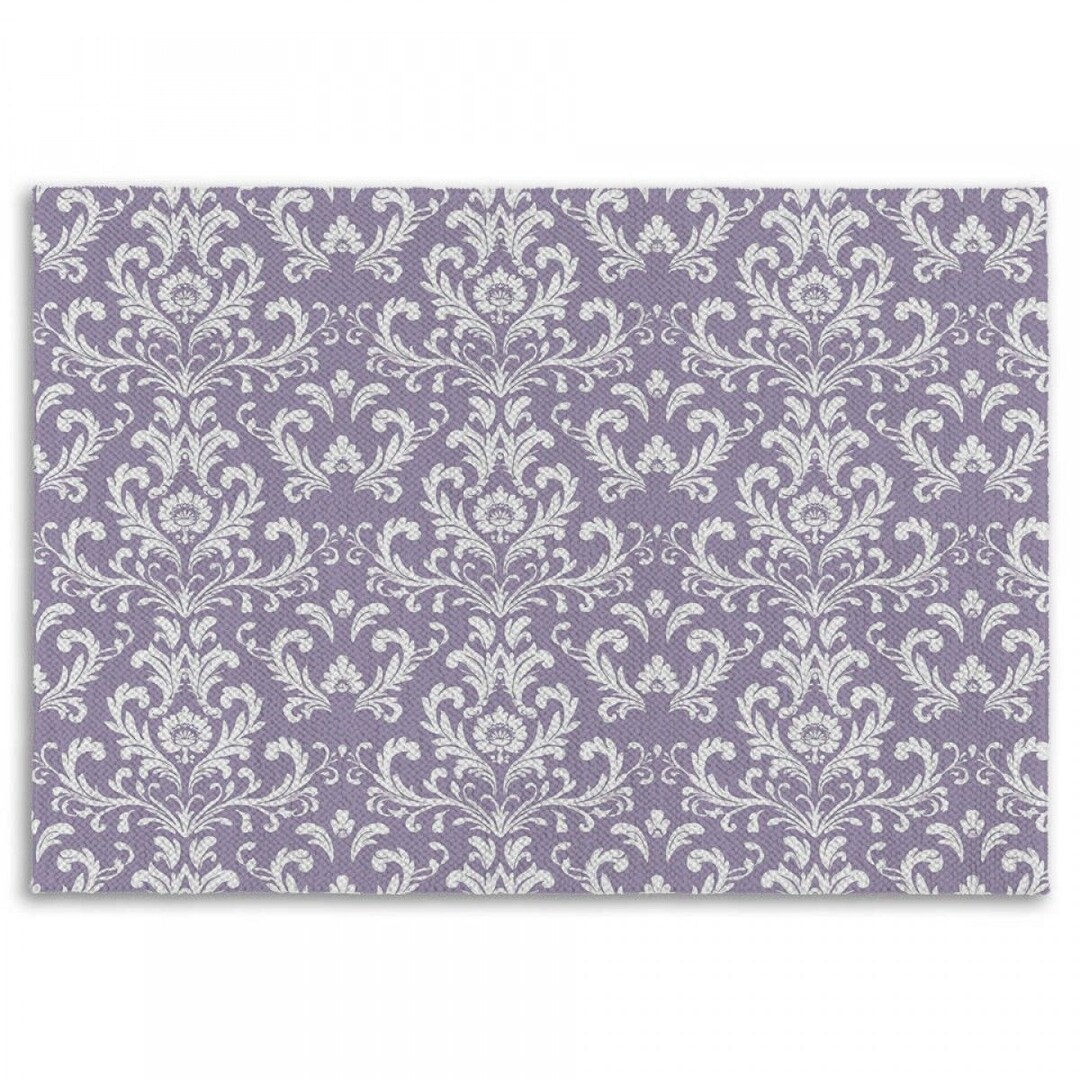 Lavender Damask Area Rug: Lilac Purple Pattern, Nursery Rug - Etsy