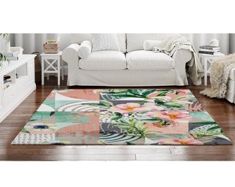 Pink and Green Rug | Etsy