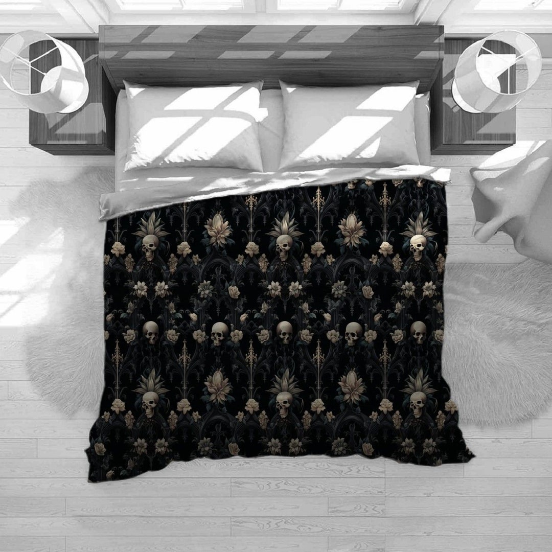 Gothic Bedding Skulls Bedding Set Punk Comforter Medieval - Etsy