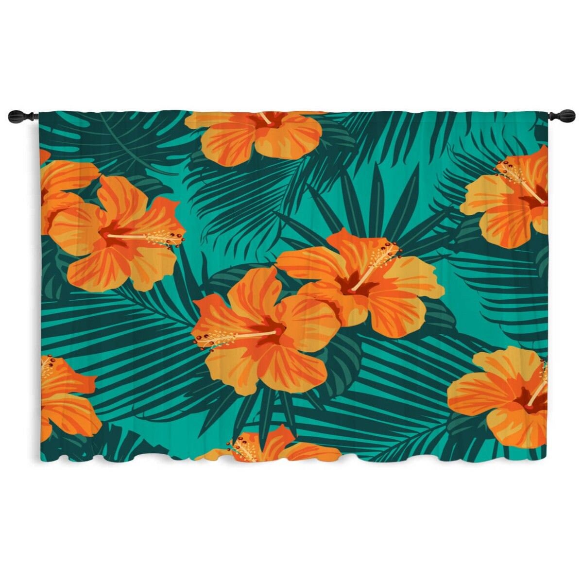 Hawaiian Window Curtains Tropical Curtains Green Curtain | Etsy