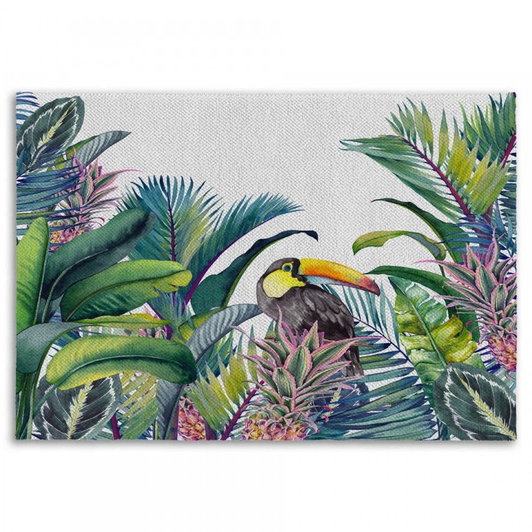 Toucan Bird Rug Palm Leaf Rugs Tropical Forest Area Rug - Etsy