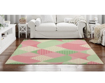 Pink and Green Rug - Etsy