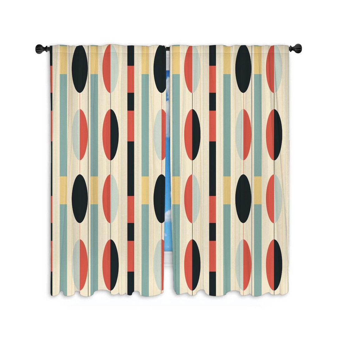 Mid Century Modern Window Curtain, Retro Curtains, Vintage Curtain ...