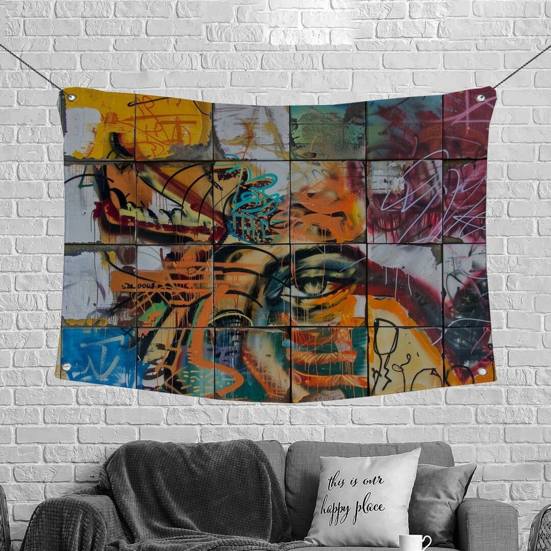 Graffiti Wall Art, Urban Wall Decor, Street Tapestry, Edgy Canvas Wrap ...