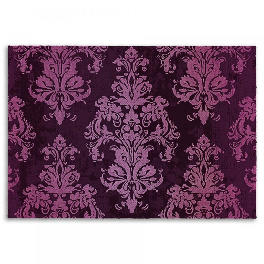 Deep Purple Rugs Burgundy Large Area Rugs Vintage Damask Decorative Rug ...