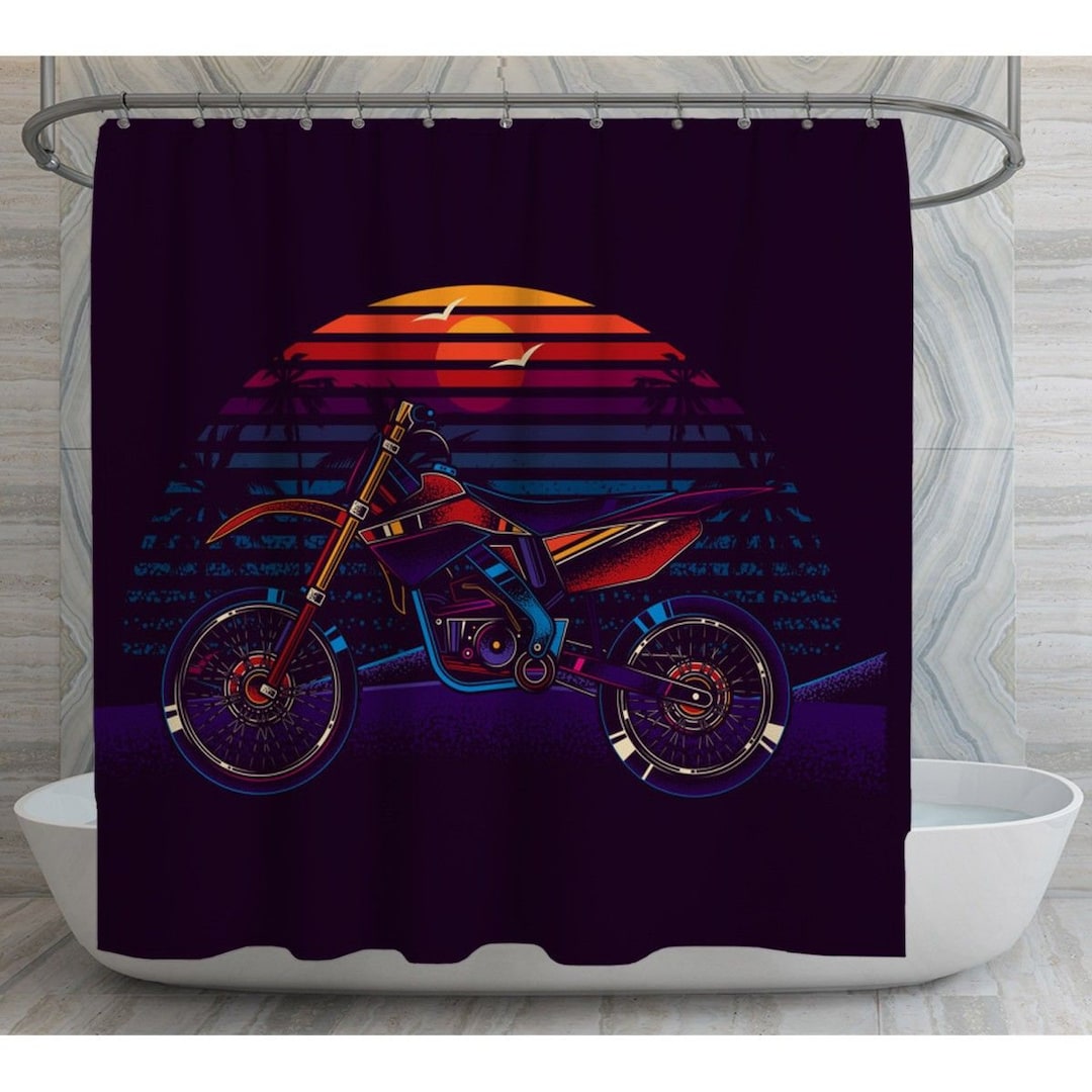 Motocross Shower Curtain Neon Shower Curtain Dirt Bike Shower Curtains ...