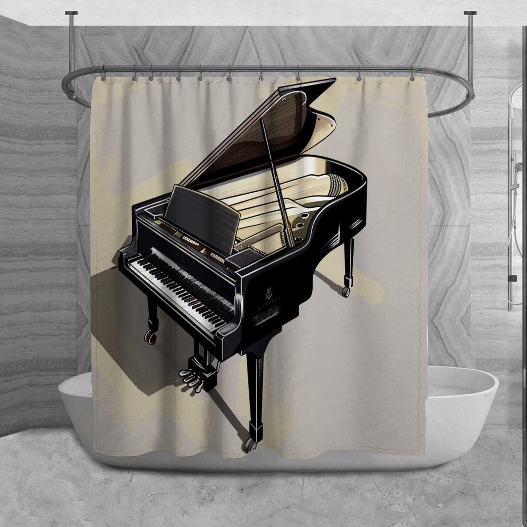 Grand Piano Shower Curtain, Music Theme Bathroom Decor, Elegant Bath ...
