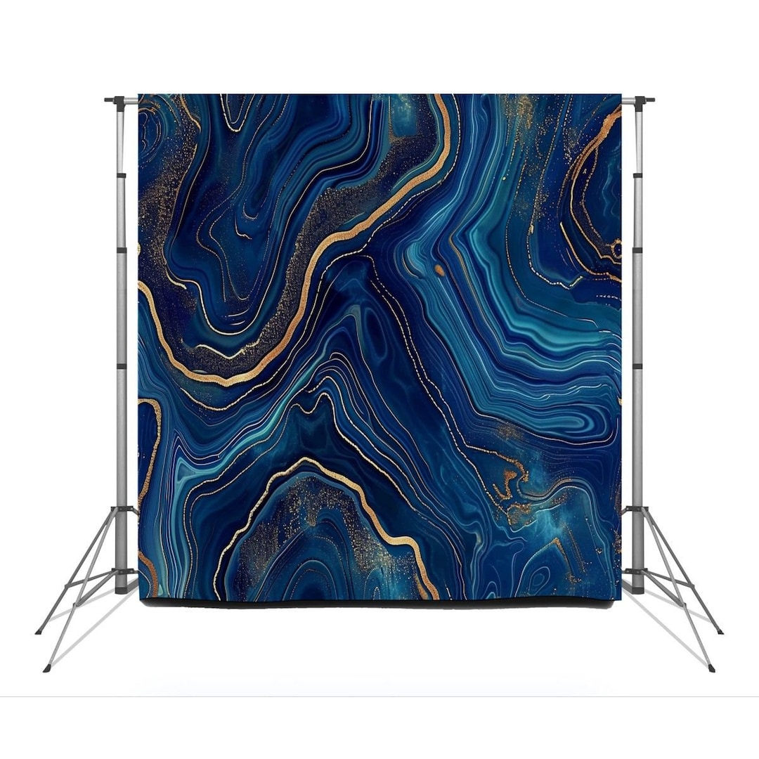 Cobalt Blue Backdrops Blue Agate With Golden Veins Backdrop Indigo ...
