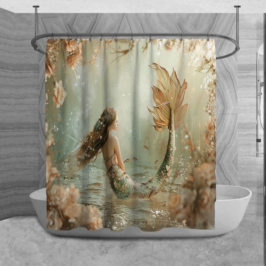 Mermaid Shower Curtain: Whimsical Mythical Bathroom Decor - Etsy
