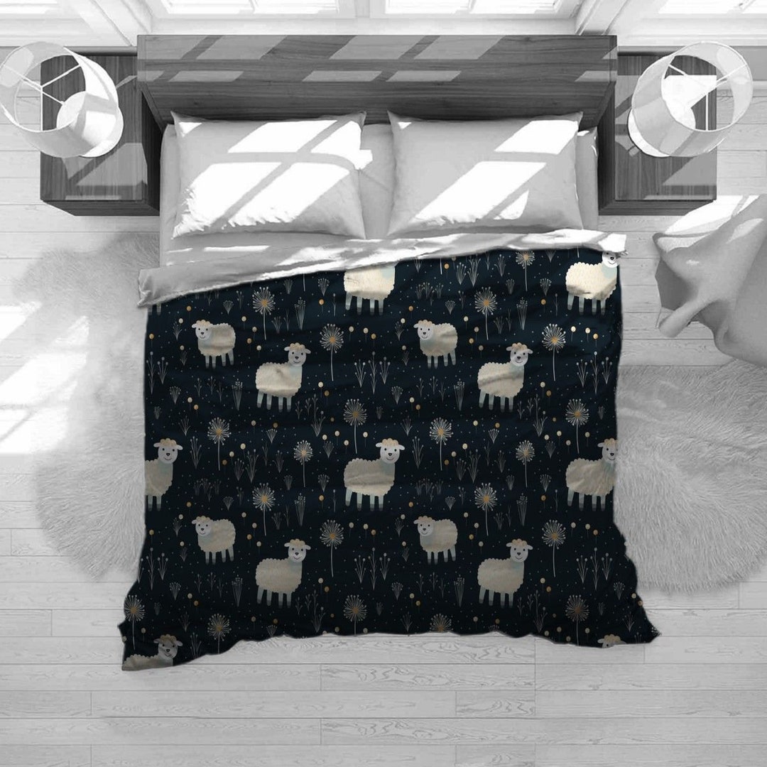 Sheep Bedding, Cute Lamb Bedding Set, Farm Animal Comforter, Dandelion ...