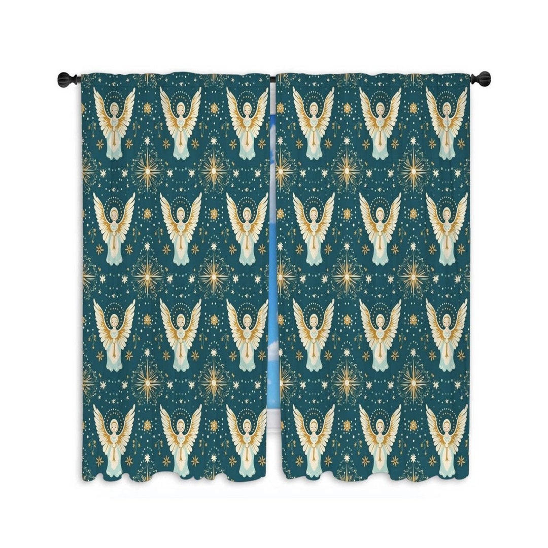 Angel Window Curtain Guardian Angel Curtains Christmas - Etsy