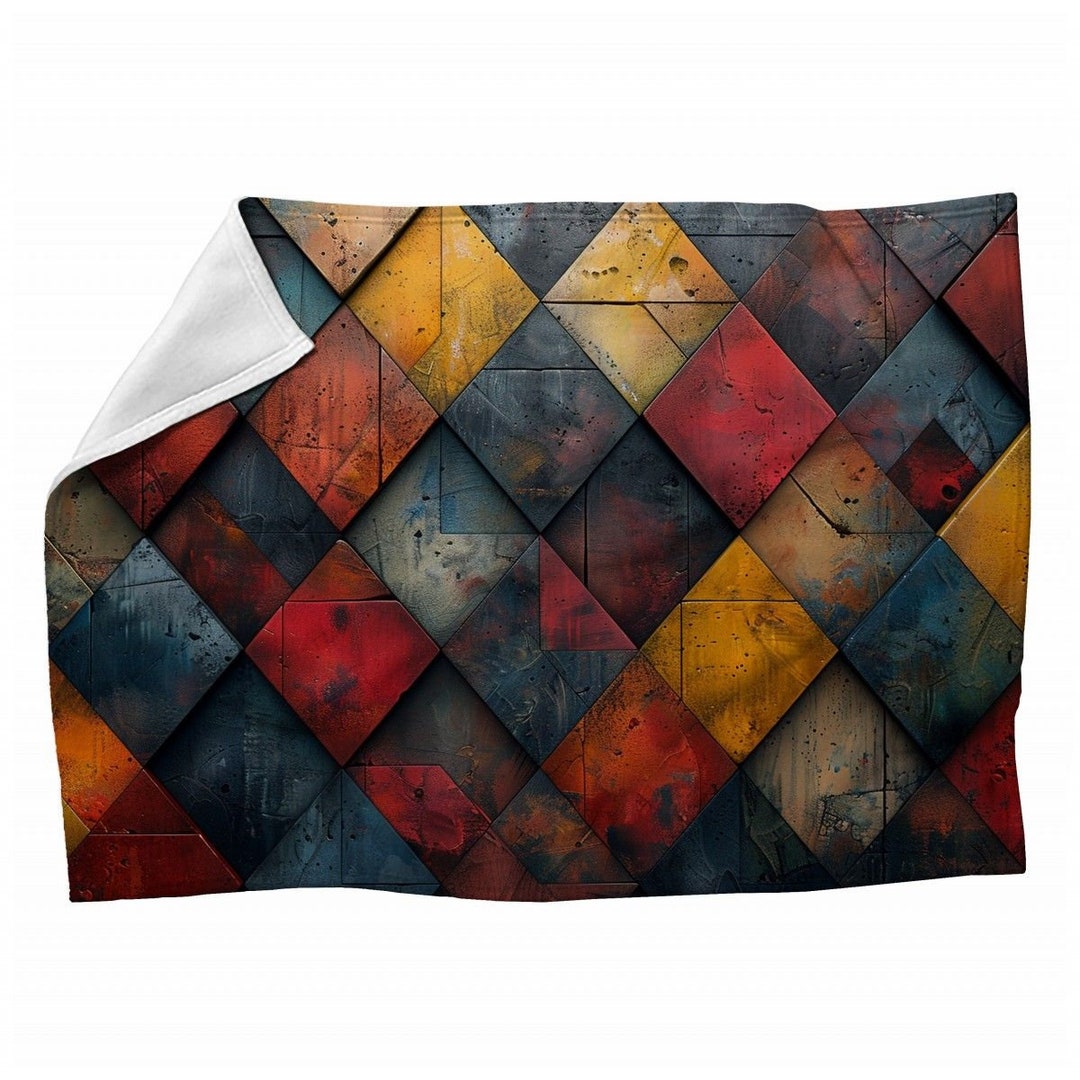 Geometric Pattern Blanket, Abstract Blankets, Colorful Shapes Sherpa ...