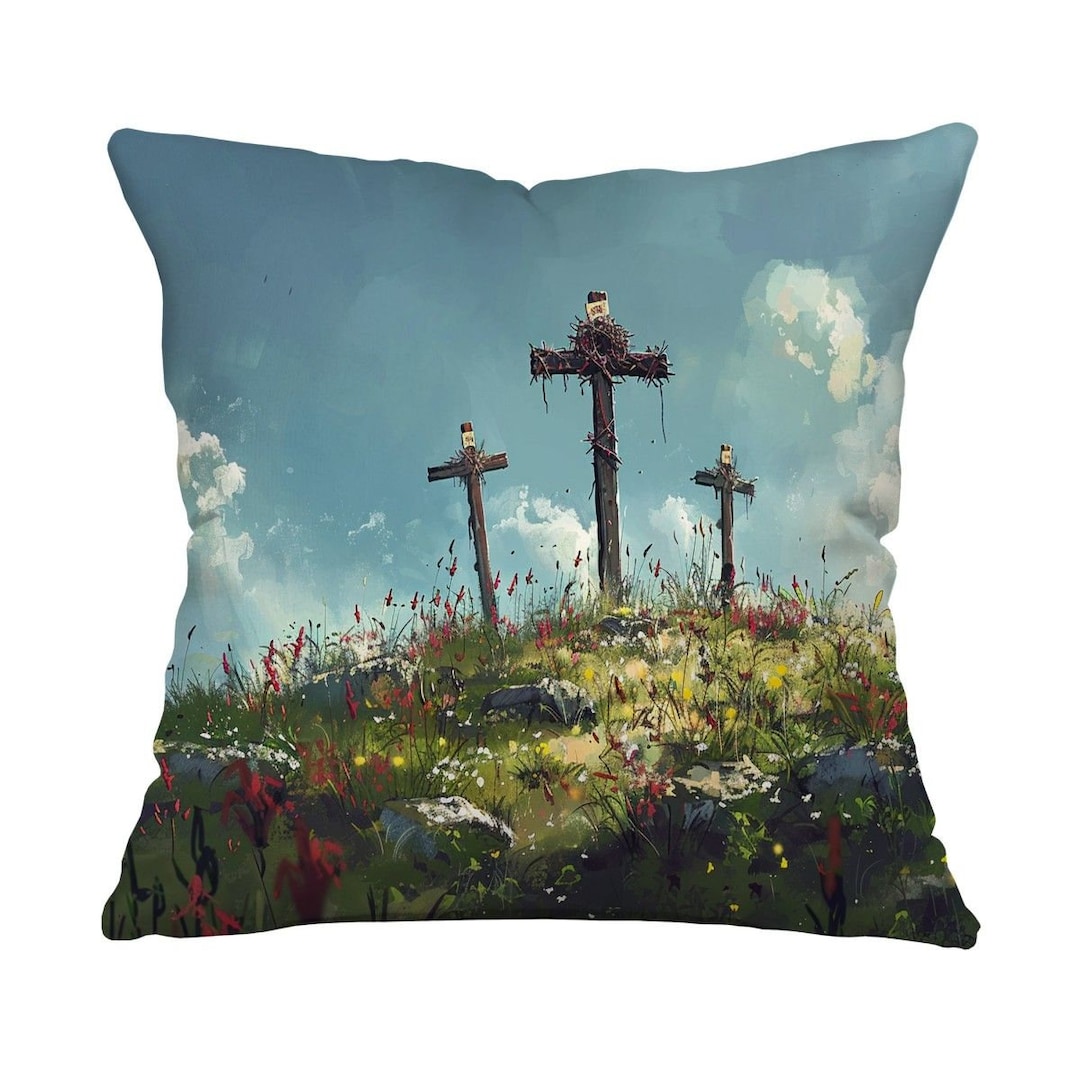 Crucifixion Pillow, Religious Pillow Cover, Historical Symbolism Throw ...