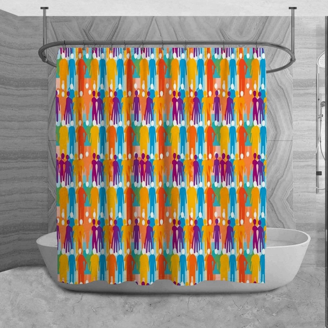 Pride Shower Curtain Lgbt Bathroom Decor Colorful Rainbow Etsy