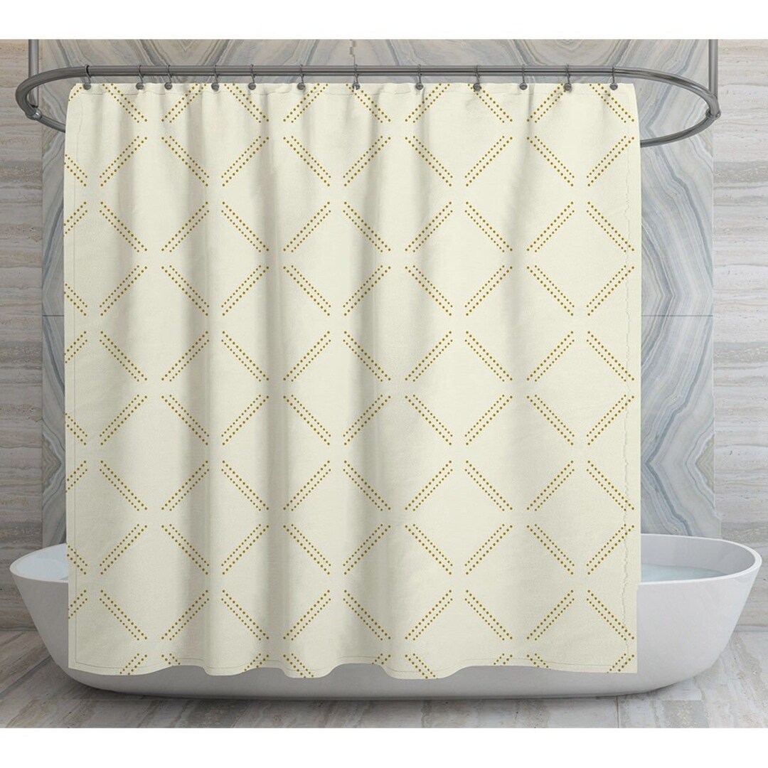 Harlequin Diamond Pattern Shower Curtain: Modern White Bathroom Decor ...