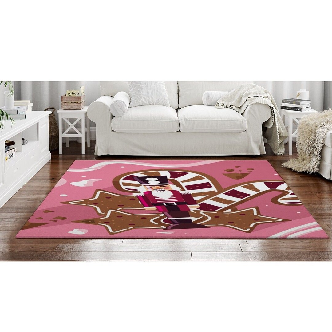 Christmas Rugs Nutcracker and Candy Cane Area Rug Pink Area Rugs ...