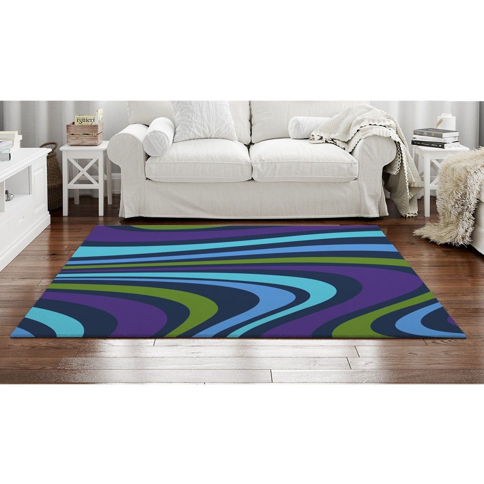 Groovy Rugs Abstract Area Rugs Mod Swirl Rug Purple And | Etsy