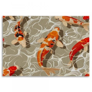 Koi Fish Rugs Koi Carps Swimming Area Rug Beige Orange and Yellow Area ...