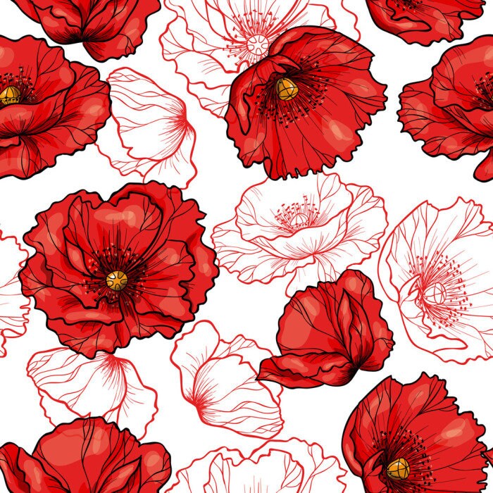 Poppy Rugs Red Poppies on White Area Rug White and Red Area | Etsy