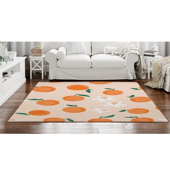 Pastel Orange Rugs Oranges and White Flowers Area Rug Peach - Etsy