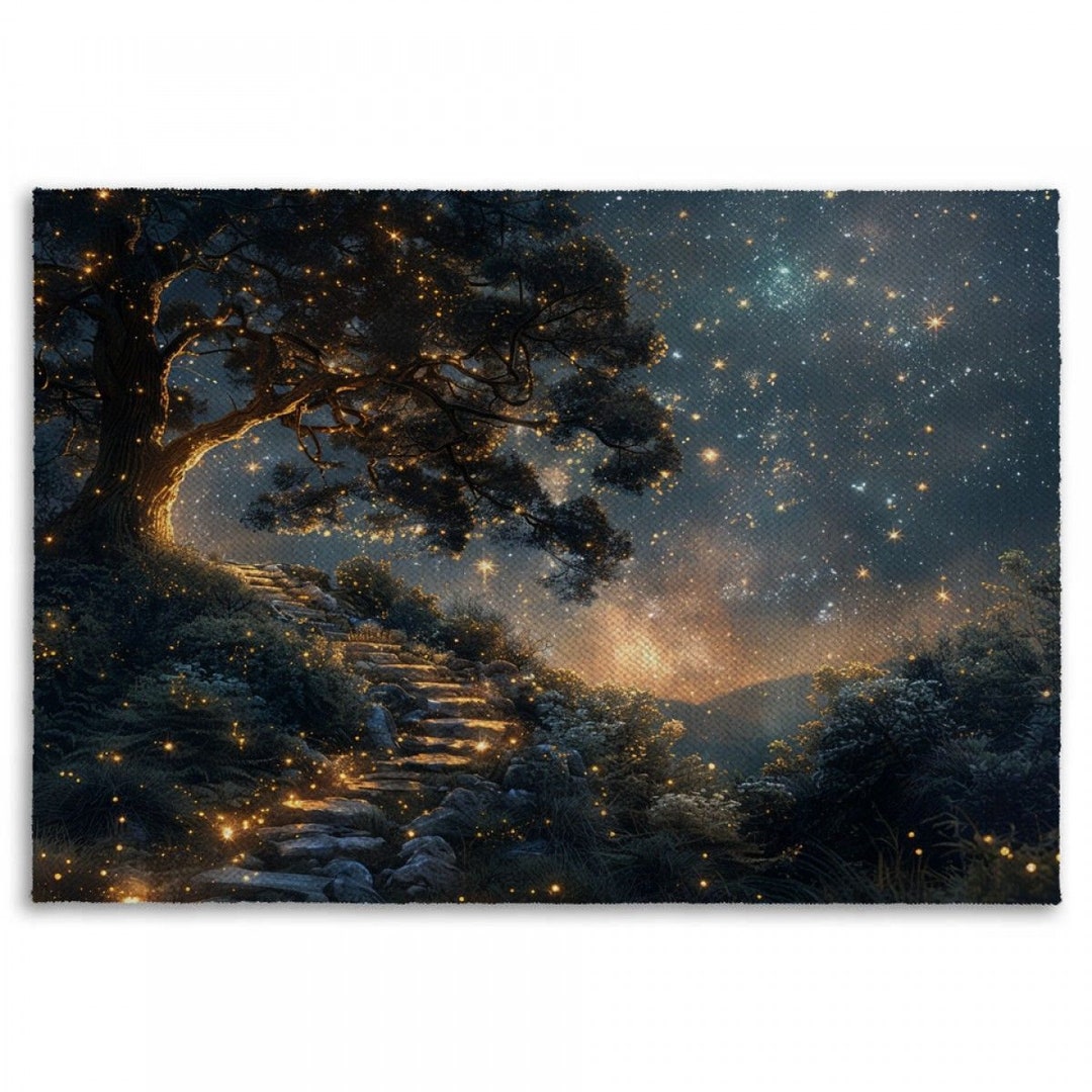 Starry Night Rug, Landscape Rugs, Magical Area Rug, Fantasy Living Room ...