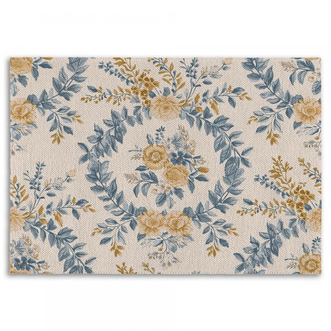 French Country Floral Area Rug: Shabby Chic Farmhouse Decor - Etsy