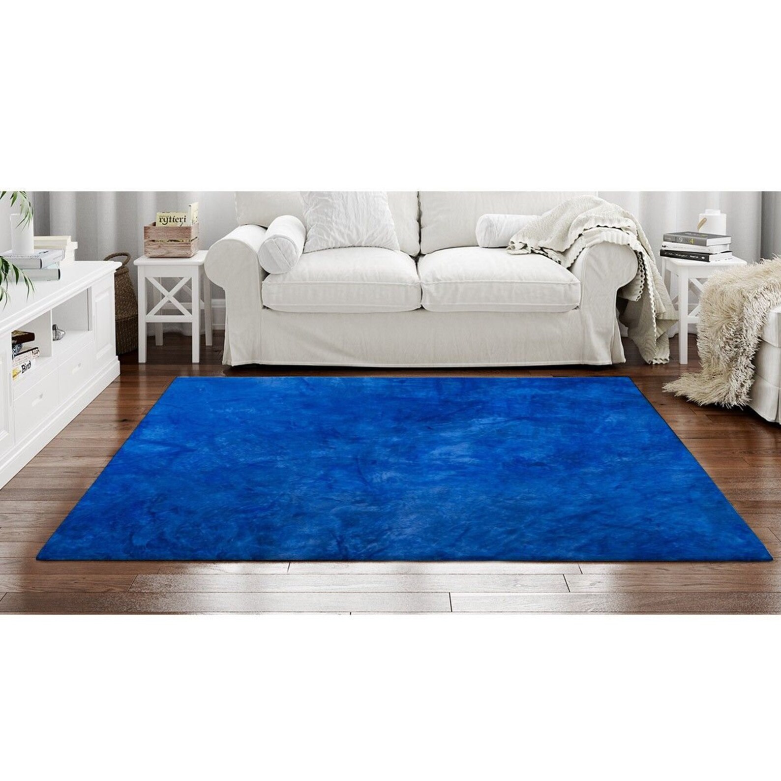 Azure Cement Texture Art Rug Solid Blue Area Rugs Blue Area - Etsy