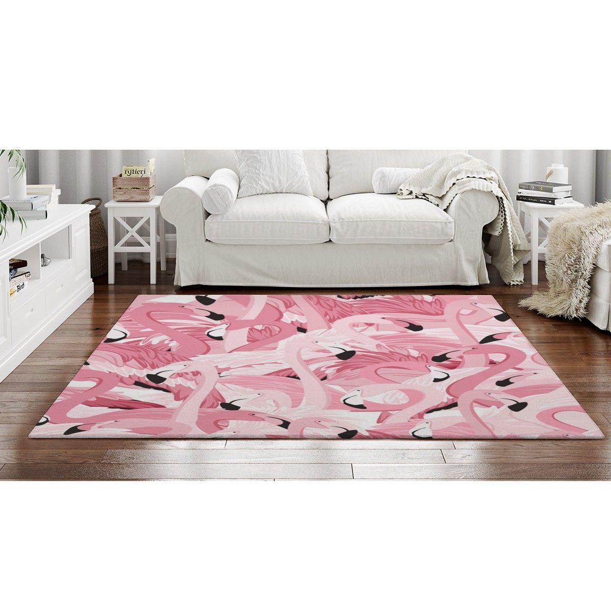 Light Pink Rugs Overlapping Flamingo Print Floor Mats Blush - Etsy
