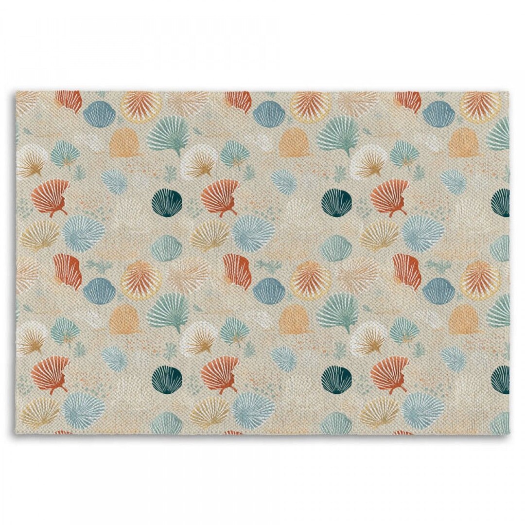 Coastal Rug, Seashell Rugs, Nautical Area Rug, Summer Living Room Rugs ...