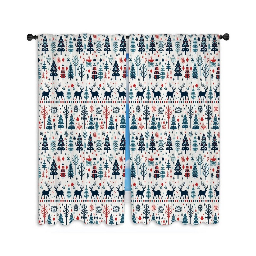 Nordic Window Curtain Scandinavian Curtains Reindeer Curtain - Etsy