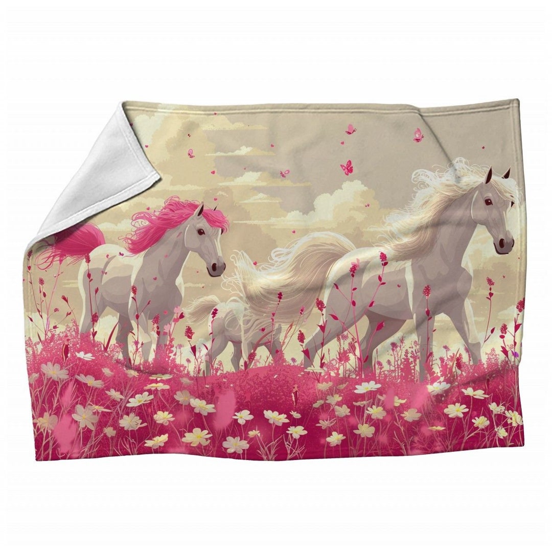 Horses Blanket, Nature Blankets, Fantasy Sherpa Blanket, Illustrative ...