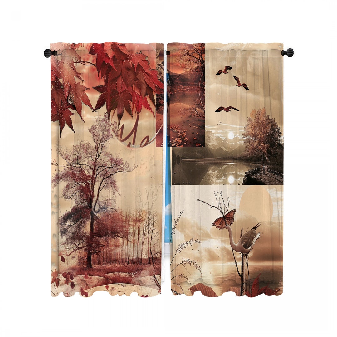 Seasons Window Curtain, Collage Curtains, Bohemian Custom Sizes ...